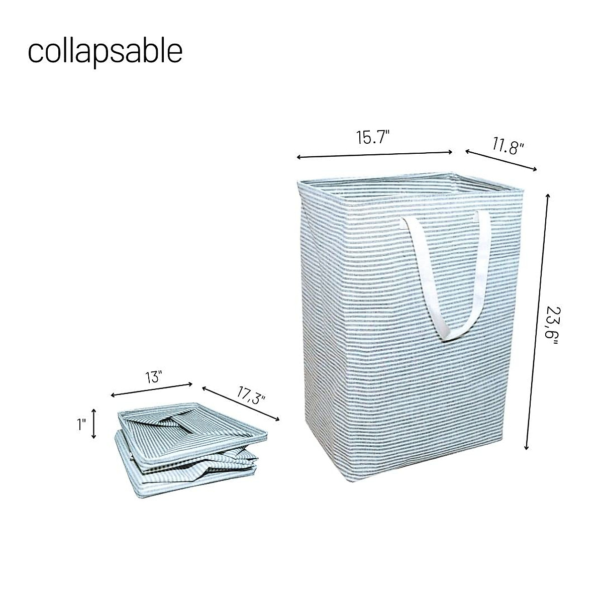 Clever Hut Collapsible Large Laundry Hamper with Easy Carry Handles - 2 Pack 72L Hampers For Laundry Freestanding Waterproof Extra Large Basket For Clothes, Toys With Long Thick Handles, Grey