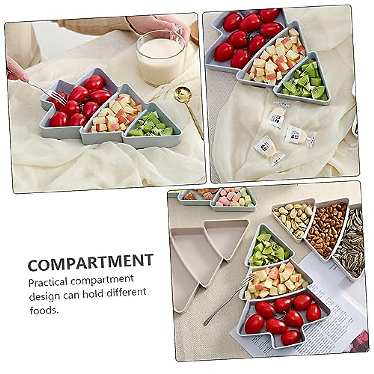 NOLITOY 4 Pcs Christmas Tree Afternoon Tea Dessert Plates Christmas Serving Tray Christmas Accessory Compartment Serving Plate Holiday Snack Sushi Plates Ceramics Cookie Plastic