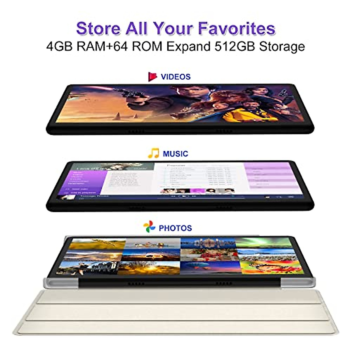 2024 Android 12 Tablets 10.1 Octa-Core 2 in 1 Tablet 4GB+64GB ROM 512GB Expand Include Case, Keyboard, Stylus, 13+5 Dual Camera, GPS, Bluetooth, Google Certificated 10.1 inch Tablet