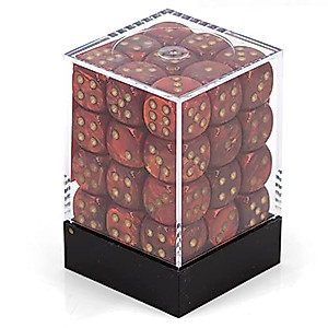 Chessex Dice d6 Sets: Scarab Scarlet with Gold - 12mm Six Sided Die (36) Block of Dice