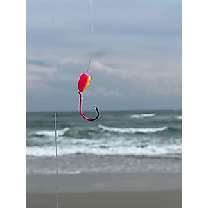 Pompano Rigs Pro-Tec Coated Circle Hooks Surf Fishing Rigs Hand-Tied (2-Pack, Pompano Candy)