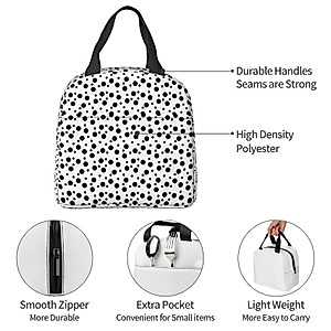 UYEUGV Black Polka Dot Lunch Bag for Women Teen Boys Girls Aesthetic Small Insulated Lunch Box Kids Thermal Cooler Bag Work School