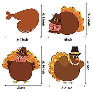 36 Pieces Thanksgiving Turkey Cut-Outs Versatile Classroom Decoration Creative Turkey Cut-Outs for Bulletin Board Classroom School Fall Theme Thanksgiving Party, 6 x 6 Inches