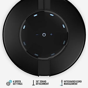 Vornado ATOM 1S Compact Oscillating Tower Fan with Removable Stand, 40" tall, 4 Speeds , Black