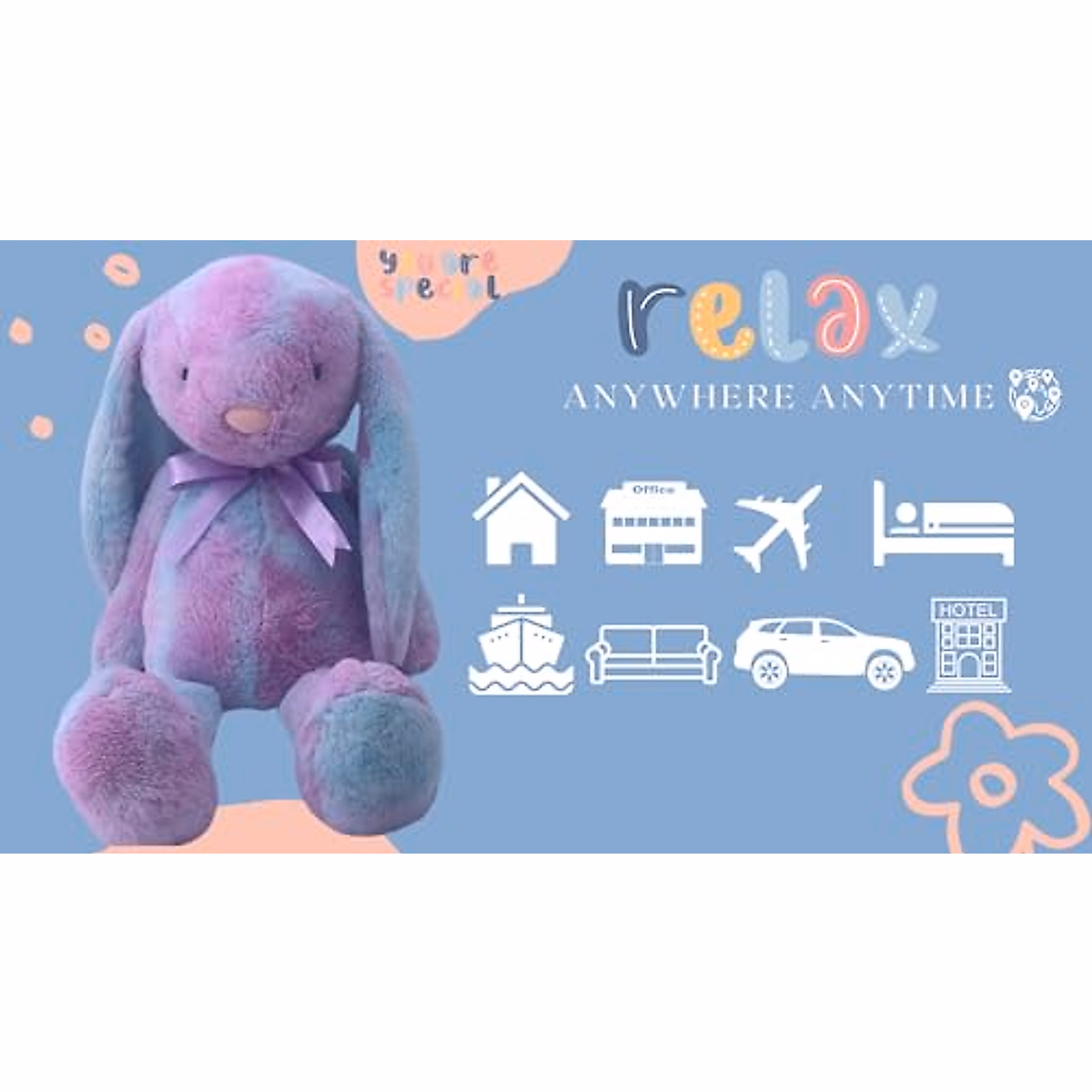 Huggable Happiness Weighted Stuffed Animals | Weighted PlushPals Bunny Toy for Kids & Adults | Ultra Soft Sensory Weighted Plushie Animal | Cute Stuffed Animal | 18in - 3lb