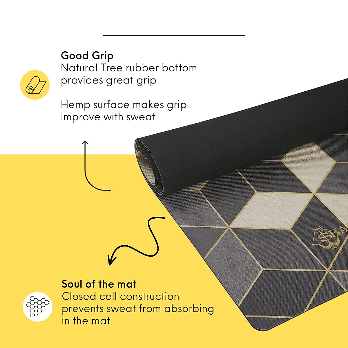 Shakti Warrior Aura Hemp Yoga mat - Artist Designed, Premium eco Friendly mats, Non Slip, Non Toxic, Great for Regular & Hot Yoga, Pilates and Workouts (72 inch x 24 inch x 3mm Thick)