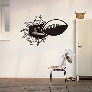 BIBITIME Rugby Break Through Wall Sticker American Football Wall Decals Vinyl Art Mural for Sport Fans Boys Bedroom Living Room