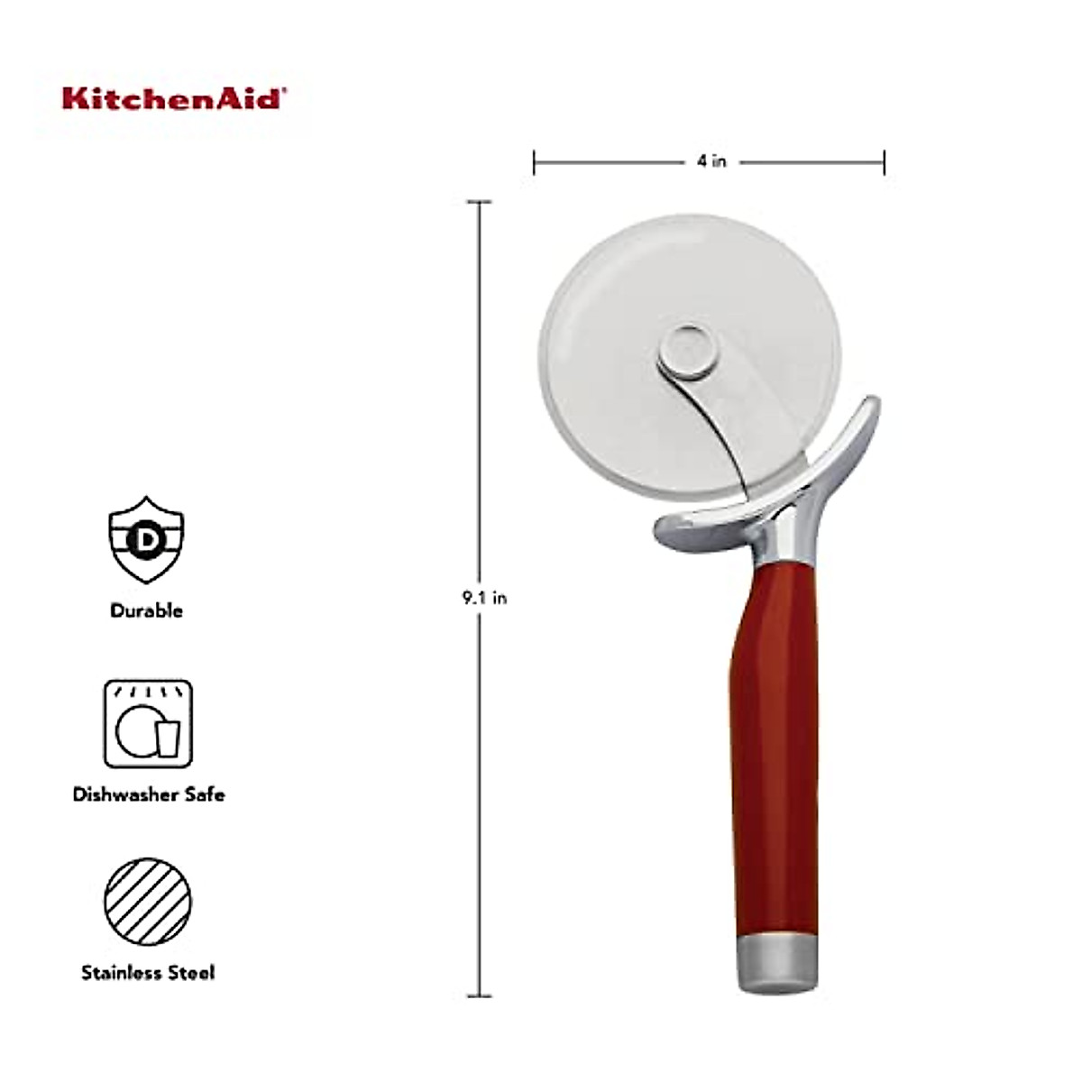 KitchenAid Gourmet Pizza Wheel, 9-Inch, Red