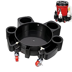 CNQLIS 5 Gallon Bucket Dolly with 5 Smooth-Rolling Swivel Casters,Two of Them Have Locking Brakes for Car Washing Detailing Smoother Maneuvering,Bearing 250lb, Black