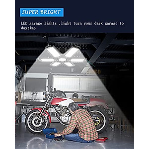 YIBEYYDS Garage Light 2 Pack,185W 18500LM 6500K LED Garage Light Garage Lights Ceiling LED with 6+1 Adjustable Panels,LED Garage Ceiling Lights Support E26/E27 for Garage,Barn,Workshop,Basement