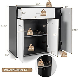 SEASD Buffet Sideboard Table Kitchen Floor Cabinets with Anti-Collapse Device