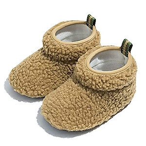 KIDSUN Infant Baby Boy Girl Cozy Fleece Bootie Newborn Stay On Slipper Winter Warm Gripper Non-Slip Crib Shoes