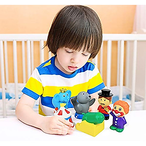 Click N' Play 6 Piece Circus Toys and Action Figure Playset for Kids, Soft Touch Vinyl Bath Tub and Pool Toy - Great for Baby, Boy, Girl, Infants, and Toddler Age 6-12 months 1-3 3-4 Years
