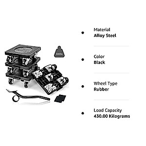 Furniture Dolly 5 Moving Wheels & Furniture Lifter - Heavy Duty 600Lbs Load Capacity Swivel Casters Furniture Movers,Appliances Roller for Heavy Objects,Washing Machine,Refrigerator