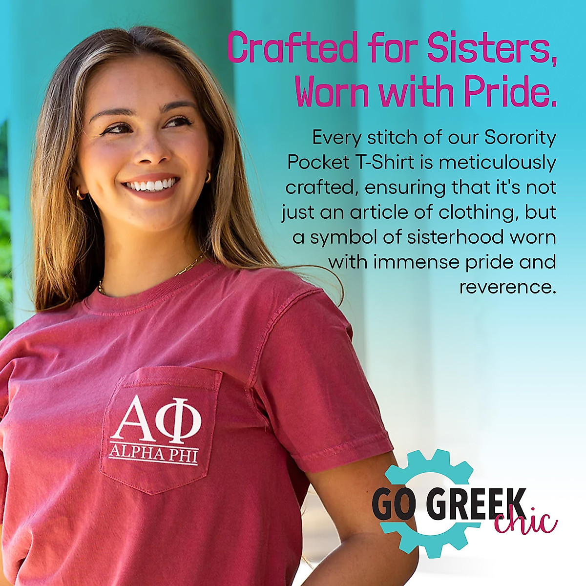 Kappa Kappa Gamma Script Letters T-Shirt | Sorority Pocket Tee (Medium) Navy