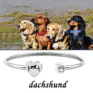 FUSTMW Dog Owner Bracelet Dachshund Boxer Golden Retriever Dog Lover Gifts Pitbull Boston Terrier Paw Print Bangle Jewelry (Dachshund Bracelet)