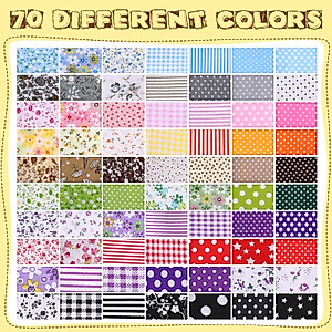 Macarrie 70 Pcs Cotton Fat Quarters Quilting 20 x 20 Inch Fabric Bundles Floral Printed Cloth Sewing Supplies Fabric Multicolor Fabric Squares for DIY Quilting Patchwork Scrapbooking Craft