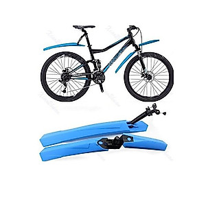 Bike Fenders Set Front Rear Mud Guard Tire Tyre Mud Flaps Fender Folding Quick Release With Led Light/ Warn Taillight ClipOn Splashboard Protector for Mountain BMX Racing Touring Road Bicycle (blue)