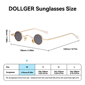 Dollger Polarized Round Sunglasses Men Women Mini 70s Hippie Circle Black Small Punk Sun Glasses