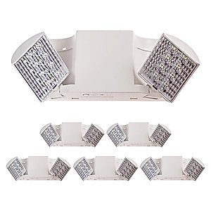 Ciata 6 Pack Led Emergency Lights with Battery Backup, for Home Power Failure, Hardwired with Adjustable Heads, Backup Battery, Emergency Lights for Business, Indoor Emergency Lights