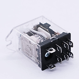 mxuteuk 2pcs DC 24V Coil Relay 8 Pin 10A DPDT LED Indicator Electromagnetic Power Relay General Purpose JQX-13F-DZ-DC24V
