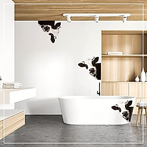 4 Pcs Funny Cow Wall Decal Giraffe Window Stickers Cute Animal Wall Decals Realistic Peeking Cow Print Stickers Giraffe Bedroom Decor Window Decals for Living Room Door Farm Kitchen Decor (Cow)