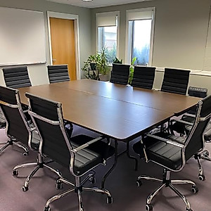 BOWTHY Home Office Chair Ribbed, Modern Leather Conference Room Chairs, Ergonomic Office Desk Chair, High Back Executive Computer Chair, Adjustable Swivel Chair with Arms (Black)