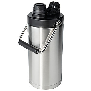 Miereirl 64 Oz Insulated Water Jug, Half Gallon Stainless Steel Vacuum Double Walled Water Bottle With Handle, BPA-Free Keep Cold 48H Hot 24H, Wide Mouth For Sports, Traveling, Camping, Stainless