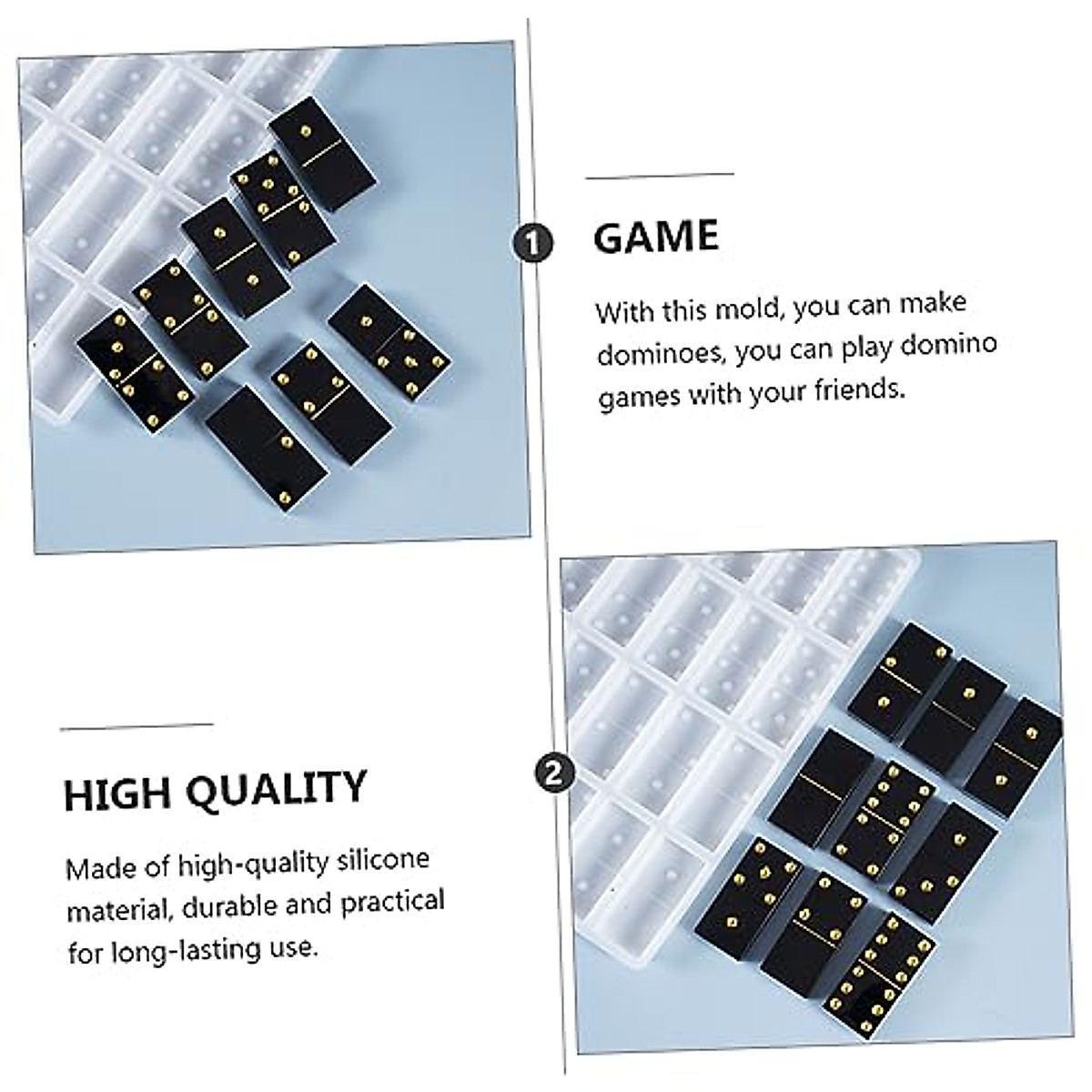 VILLCASE 2 pcs domino mold bath molds silicone ice cube molds resin tray silicone dominoes game Domino Game Casting silicone domino game molds Silica gel white Pendant Casting Mould