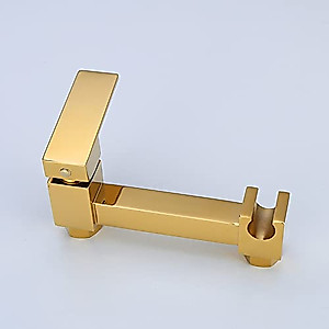 MINJING Bidet Sprayer Kit for Toilet Gold Hot and Cold Wall Mounted Bidet Attachment Faucet Sprayer Kit for Toilet Single Handle Multifunction Bathroom Toilet Bidet Mixer Spray Kit,A