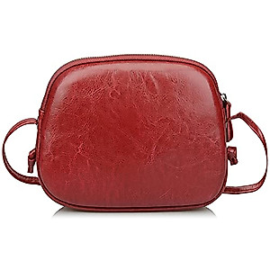 Ainifeel Women's Genuine Leather Lightweight Small Crossbody Bags Dome Wallet Purse Hobo Bags (Small 8'' (W) x 2.75''(D) x 7''(H), Dark red 1069)