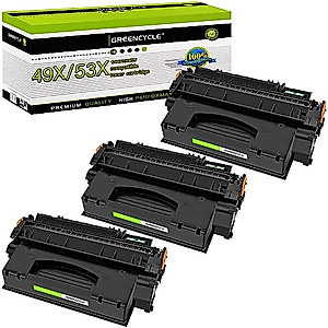 greencycle High Yield Compatible Toner Cartridge Replacement for HP 49X Q5949X 49A Q5949A 53A Q7553A 53X Q7553X Work with 1320 1320n 3390 1160 3392 P2015 P2015dn M2727nf Laser Printer (Black, 3-Pack)