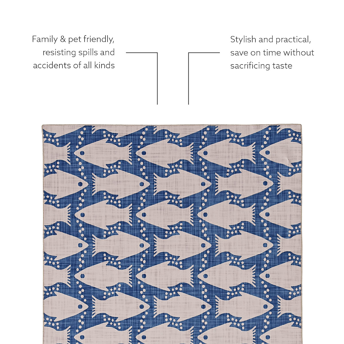 Linon The Anywhere Washable Rug Shayna Ivory/Blue 2' X 8' Runner Rug