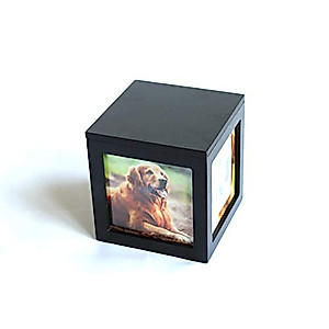 Heavenly Home Pet Keepsake Multiple Photo Cube Pet Urn for 1 to 4 Pictures Cremation Memorial for Pet Lovers Acrylic Glass Photo Protector Resting Place for Cat or Dog (90 Cubic Inches)