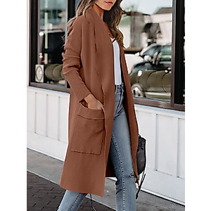 ANRABESS Women's Long Cardigan Sweater 2024 Fall Fashion Casual Oversized Knit Open Front Coatigan Jacket Coat Trendy Outfits Orange Brown Medium