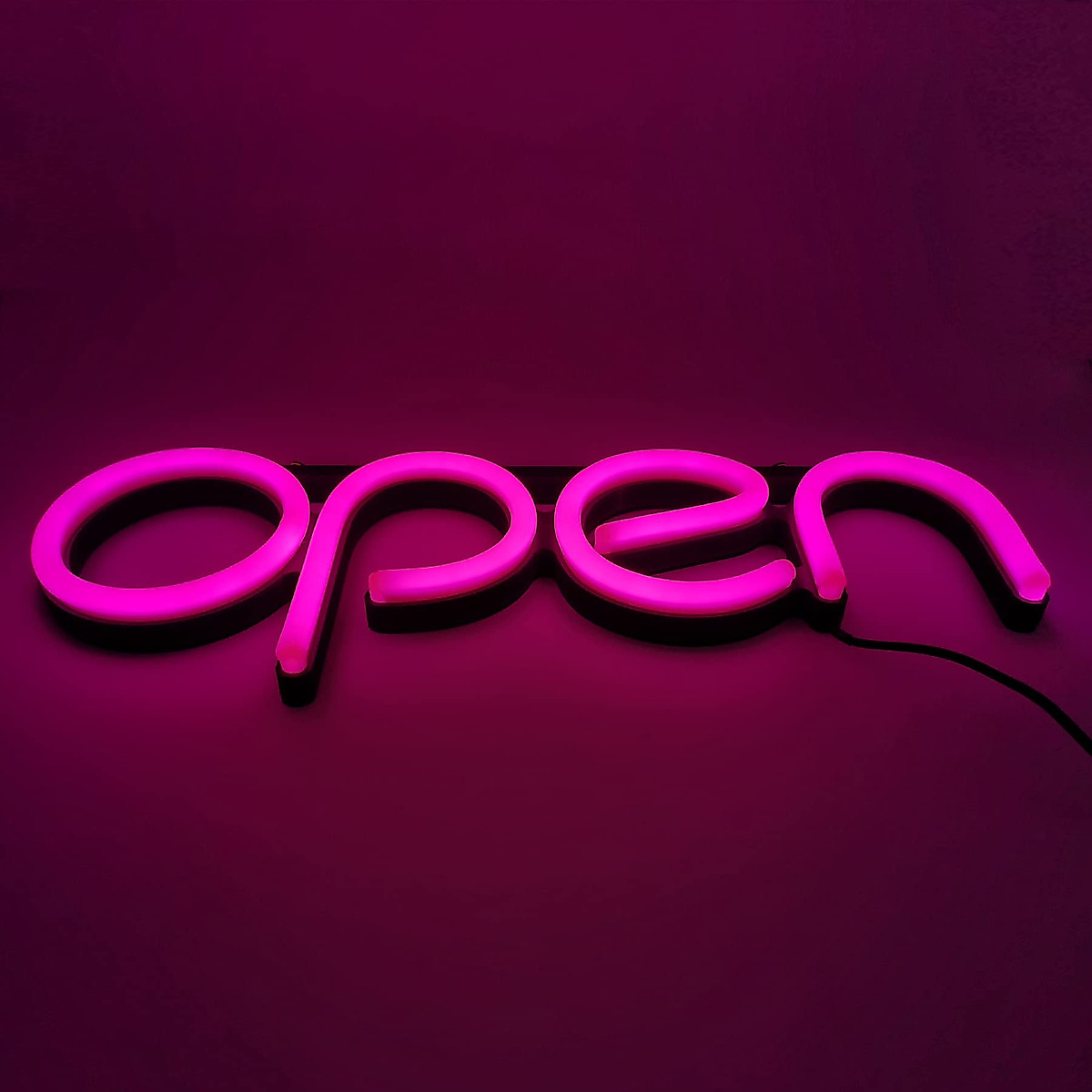 Open Signs for Business,LED Neon Open Sign,16x6 inch Lighted Sign for Restaurants Offices Retail Shops Window Storefronts,12V/1A Power Supply,with ON/OFF Switch (Horizontal Rose Red)