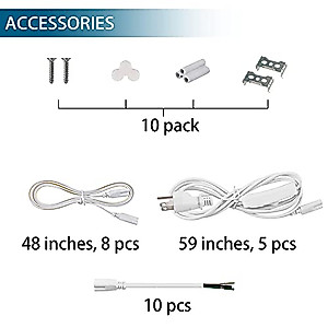 Barrina LED Shop Light, 4FT 40W 5000LM 5000K, Daylight White, V Shape, Clear Cover, Hight Output, Linkable Shop Lights, T8 LED Tube Lights, LED Garage Light 4 Foot with Plug, ETL Listed (Pack of 10)