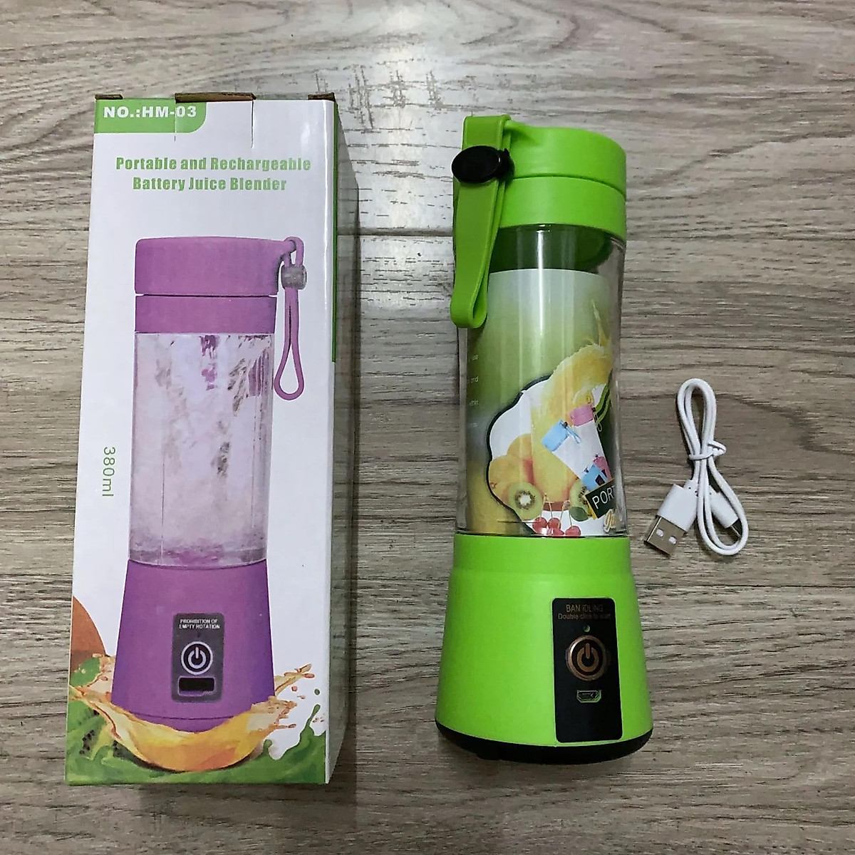 16oz Portable Blender, USB Rechargeable Personal Size Blenders, Smoothie Blender with 6 Blades for Protein & Shakes, Mini juicer with Extra Handle Lid for Travel Sports Outgoing