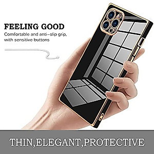 KANGHAR Square Case Compatible with iPhone 13 Pro Max Luxury Cute Plating Electroplated Design Square Case Full-Body Anti-Scratch Shockproof Bumper Protective Cover for iPhone 13 Pro Max 6.7 Inch