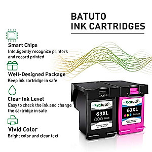 Remanufactured for HP Ink 63 Replacement 63xl Black Ink Cartridge for HP OfficeJet 3830 4650 5255 4652 Envy 4520 4510 4512 4513 4516 Deskjet 1112 3634 3639 3632 2130 for 63xl Ink Cartridge Combo Pack