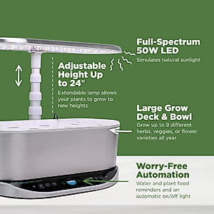 AeroGarden Bounty Elite - Indoor Garden with LED Grow Light, WiFi and Alexa Compatible, Stainless Steel