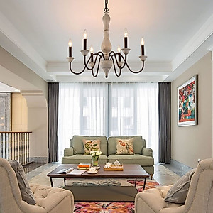 MEIXISUE French Country Chandelier,Farmhouse Vintage Antique Chandelier Pendant Light Fixtures for Kitchen Island Dining Room Living Room Foyer Entryway Office UL Listed