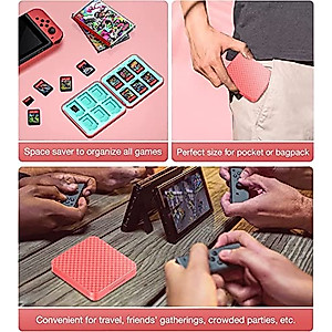EUROA Nintendo Switch Game Holder - 12 Cartridge Storage Case, Protective Hard Shell, Soft Lining Rubber, Portable - Pink