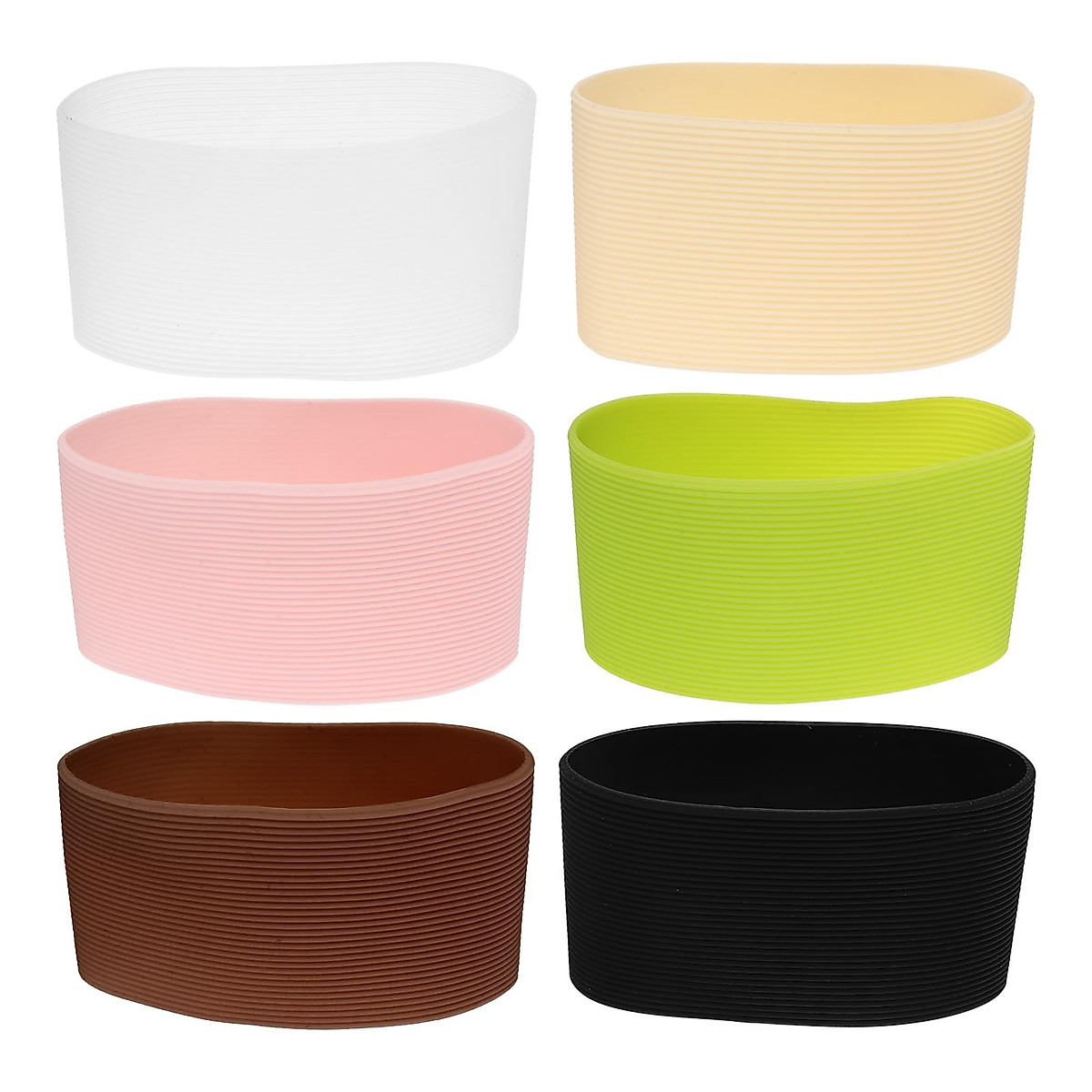 uxcell 6Pcs Coffee Cup Sleeve, Silicone Cup Sleeve Non-slip Glass Water Bottle Mug Sleeves Multicolor