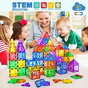 Huge Pack 180PCS Magnetic Tiles Set Magnet Toys with Ferris Wheel and Cars - Magnetic Blocks STEM Learning Building Construction Toddler Kids Toys for 3+ Year Old Boys and Girls