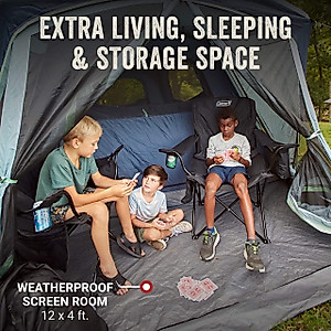 Coleman Skylodge 10-Person Camping Tent with Instant Setup and Screened Porch, Weatherproof Family Tent with Pre-Attached Poles, Screened-in Porch, and Rainfly; Sets Up in About 1 Minute