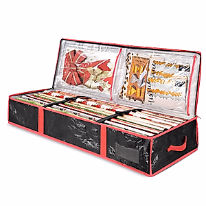 BoxLegend Wrapping Paper Storage Container – Fits up to 20 Rolls 1 3/8” Diam. - Underbed Gift Wrap Organizer Bags, Wrapping Paper Rolls, Ribbon, and Bows - Under Bed