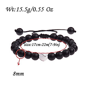 8mm Distance Bracelet Lover Couple Relationship Natural Stone Beads Yoga Bracelet Strand Stretch Bracelet Couple Jewelry for Him or Her Men and Women (Blue)