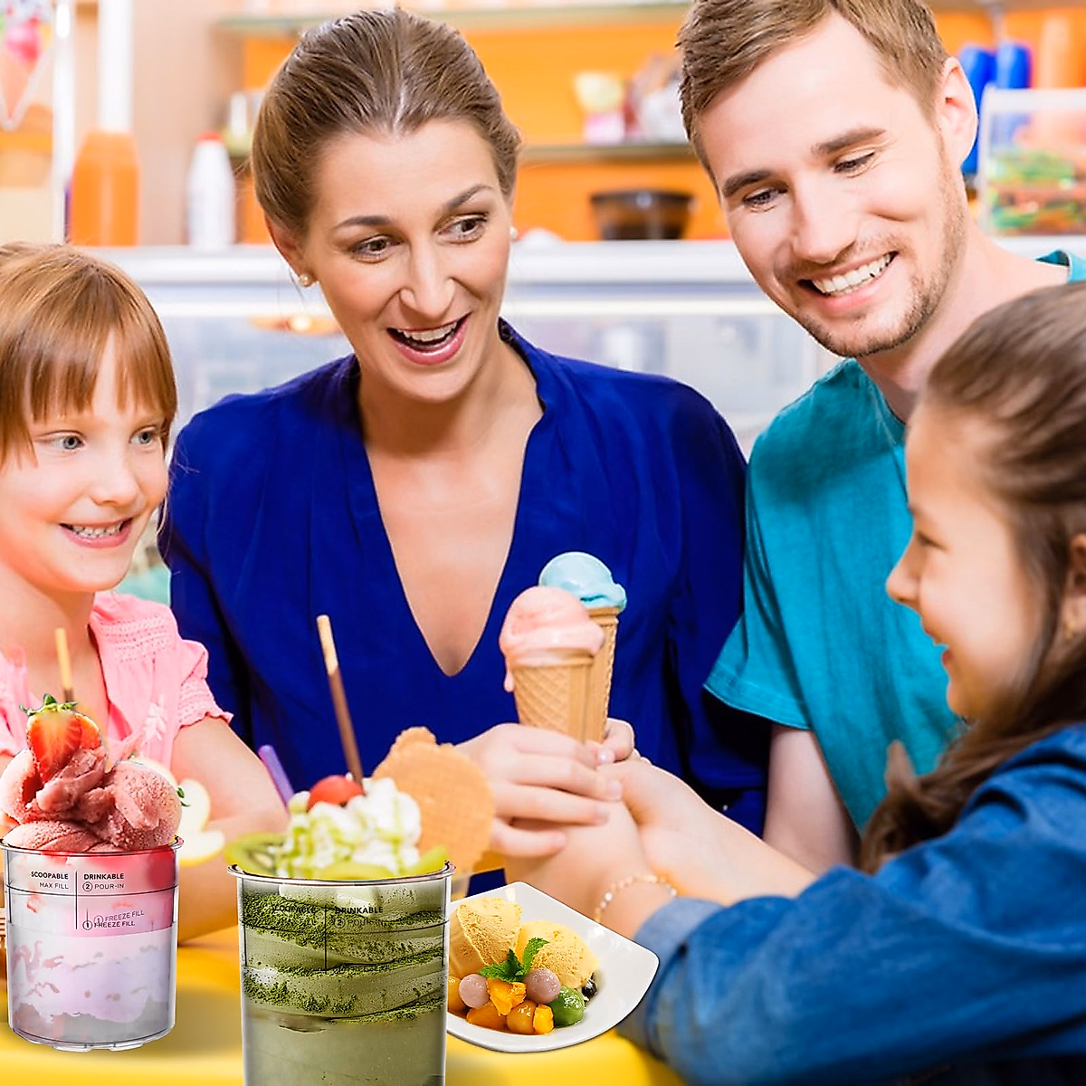 Pints for Ninja Creami Deluxe,for Ninja NC500 NC501 Creami Deluxe Pints and Lids 4 Pack 24 oz Creamy Ice cream Containers Cups Canisters, Compatible with Ninja Ice Creami Deluxe Ice Cream Makers