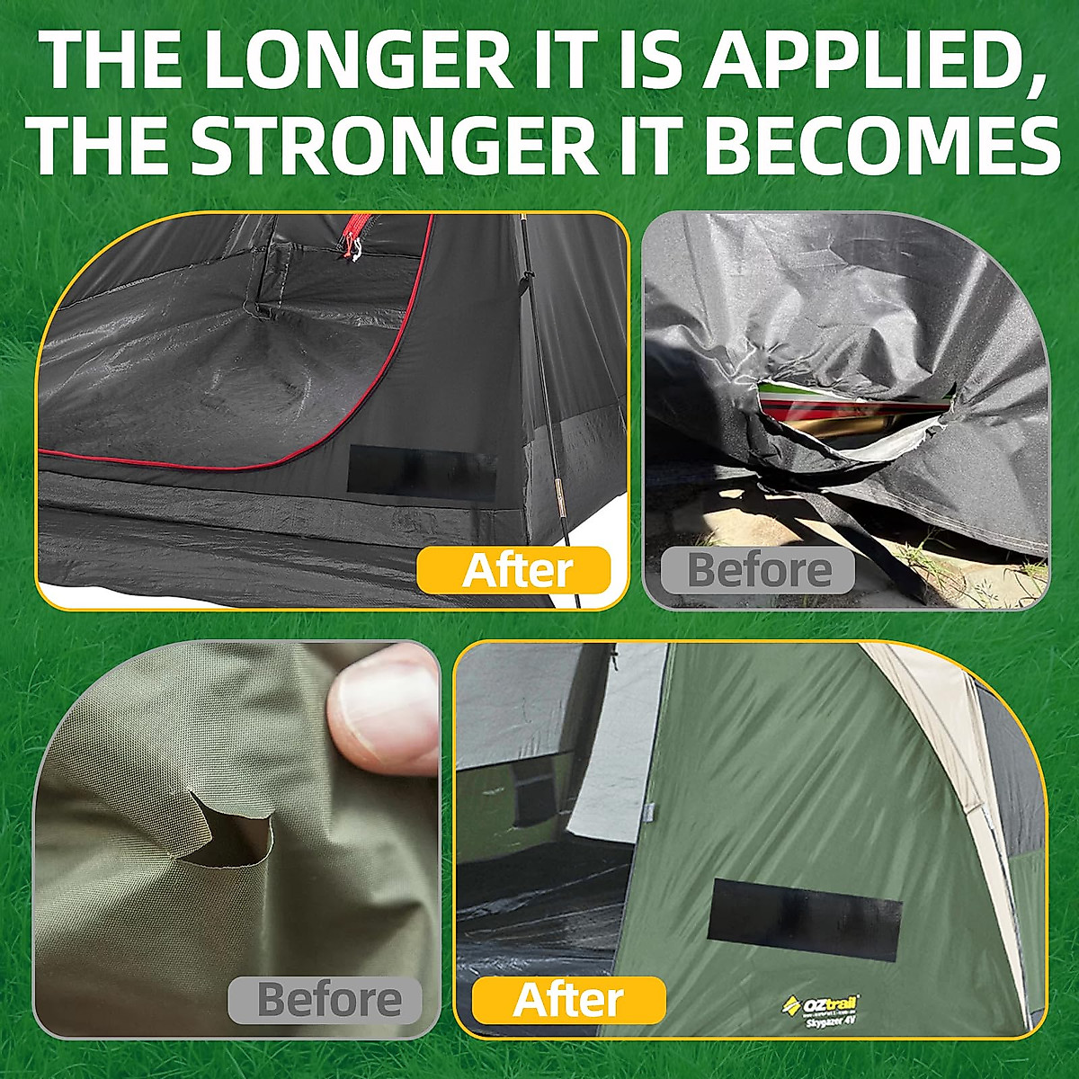 Bellisinno Tent Repair Tape, RV Awning Repair Tape Waterproof, Outdoor Repair Tape for Tarp, Tent, Canvas, Boat Covers, Sail Tape, Tear Repair Patch Kit, Heavy Duty 3 inches x 32 FT Tent Tape